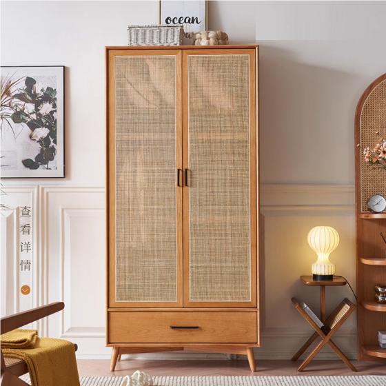 Vernon Rattan Wardrobe, Solid Wood – Rit Concept