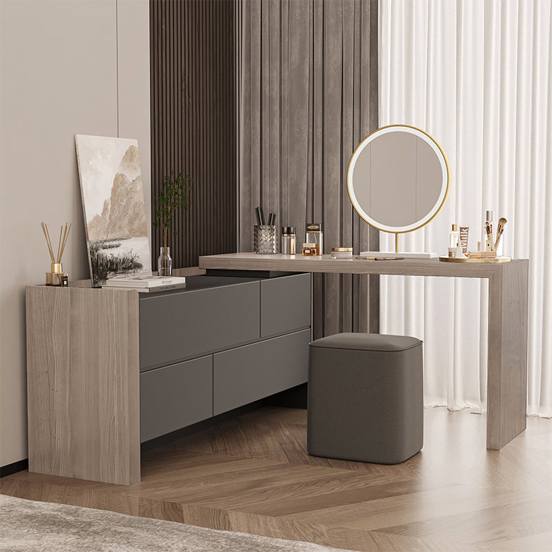 Nash Dressing Table With Side Drawer and LED Round Mirror – Rit Concept