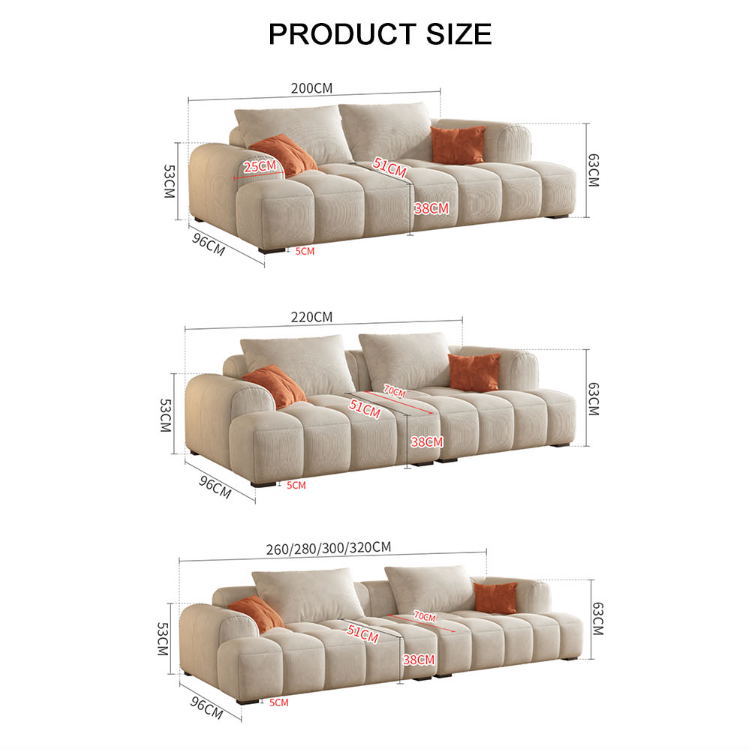 Bianca Module Sofa, Two Seater Sofa, Three Seater Sofa, Corduroy Fabri ...
