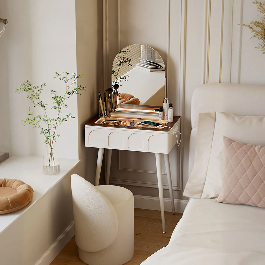Aisha Slimline Dressing Table For Narrow Space, Cream – Rit Concept