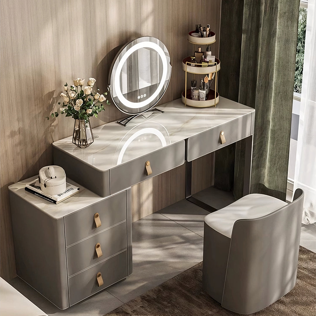 Hall Dressing Table With LED Mirror, Grey – Rit Concept
