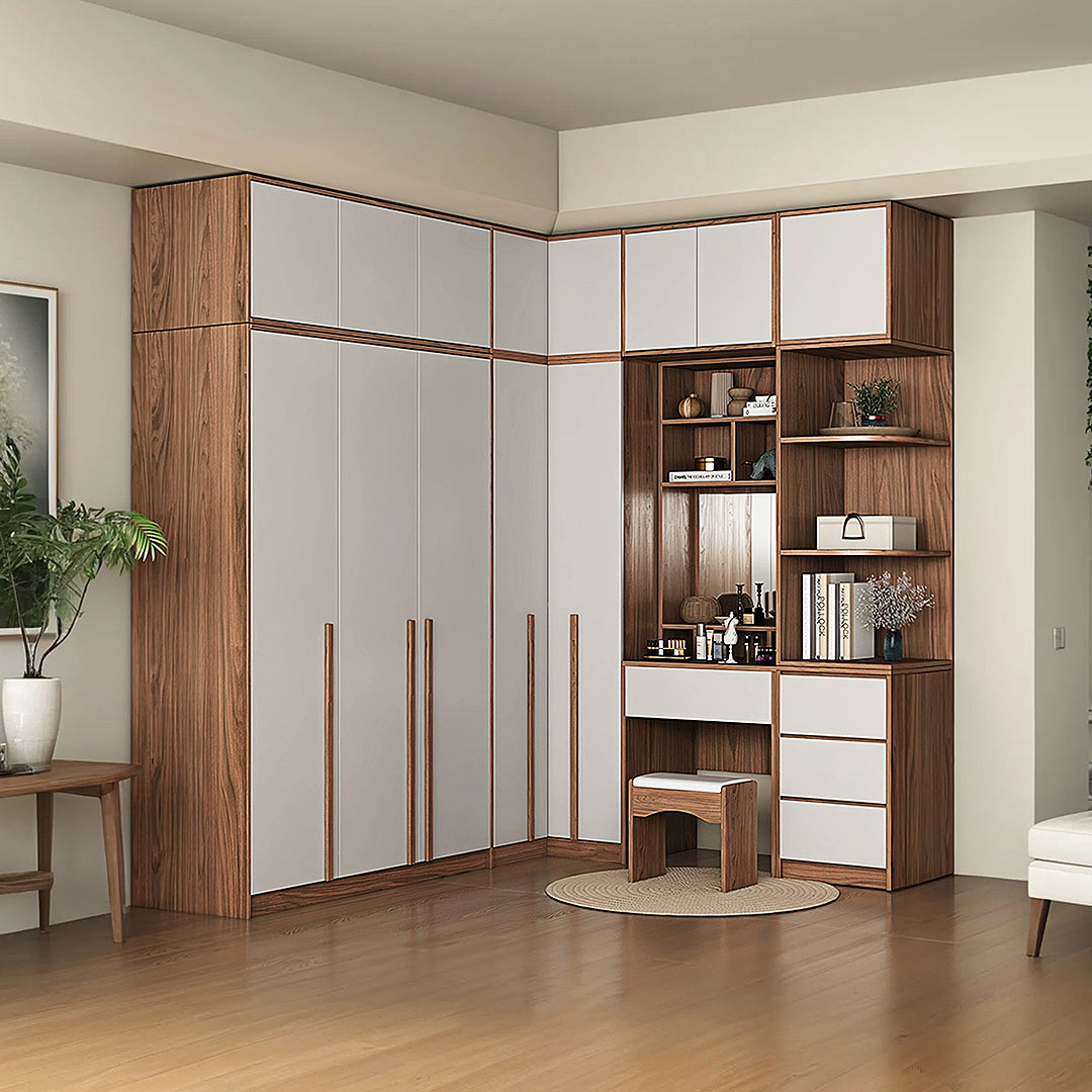 Bianchi Corner Wardrobe, L Shape Wardrobe With Dressing Table – Rit Concept