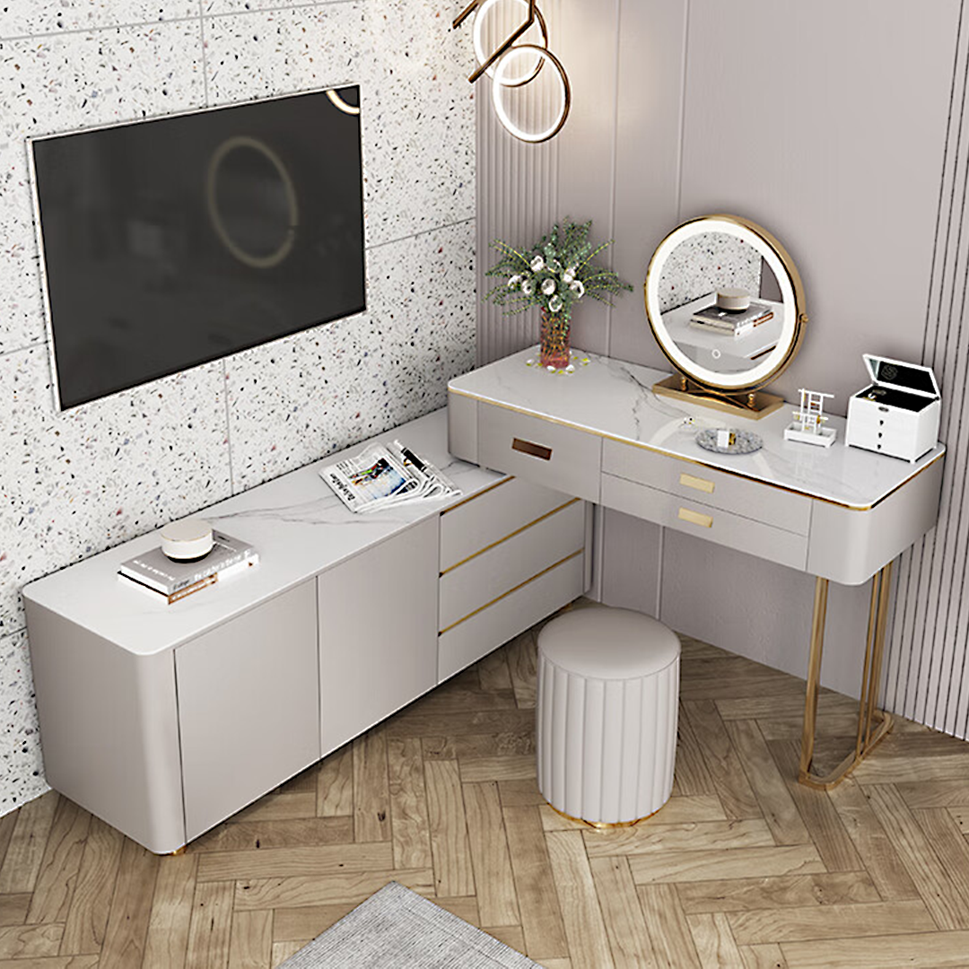 Modern Minimalist Haggith Corner Dressing Table With Sideboard | Rit ...