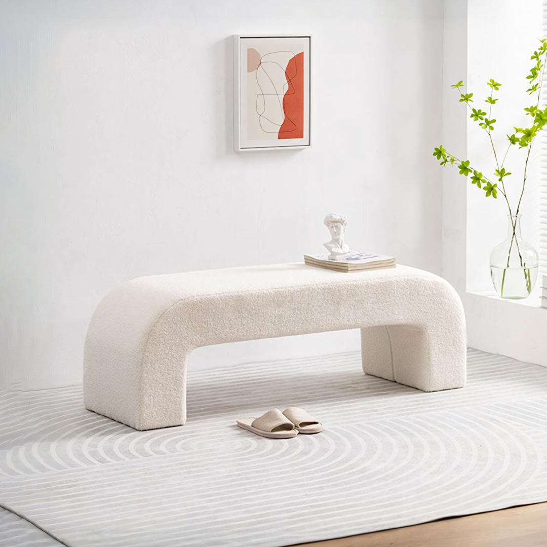Maxine Boucle Bench, White Boucle – Rit Concept